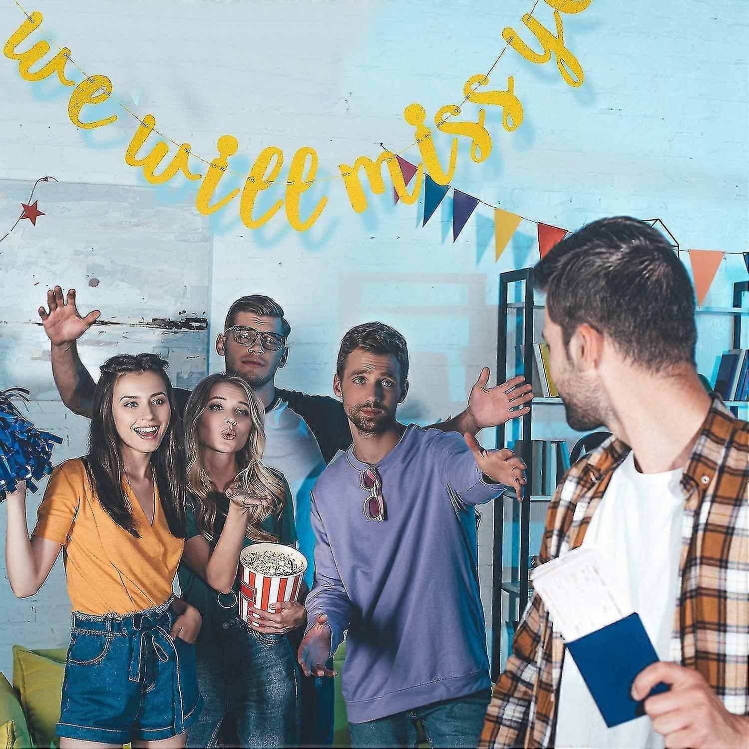 We Will Miss You Banner Gold Glitter Retirement Party Farewell Banner ...