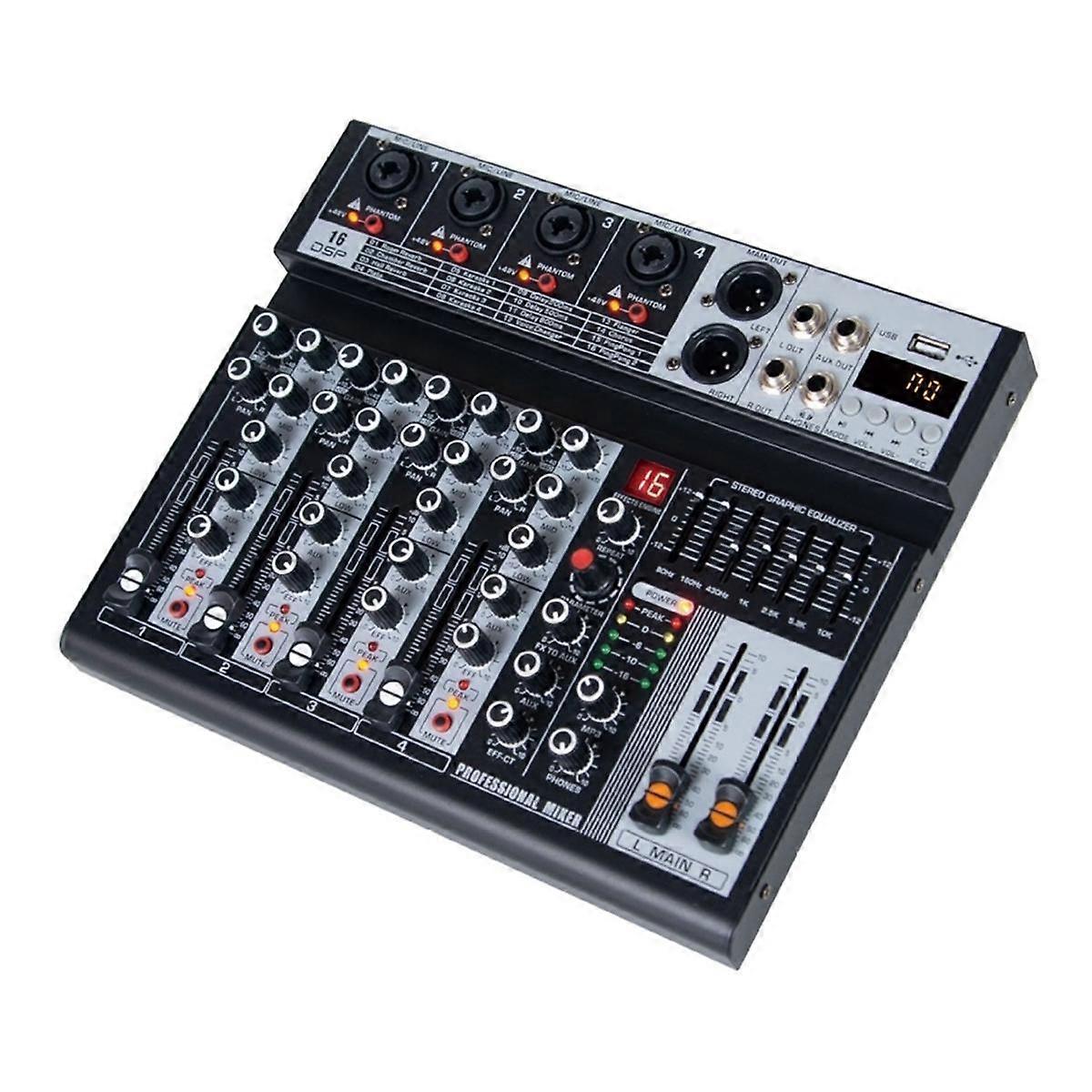 4 Channel Audio Mixer Digital Mixer Sound Card Microphone Live ...