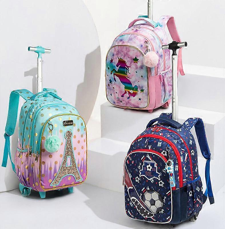 Children School Backpack Set with Wheels Students Bags for Boys Trolley ...