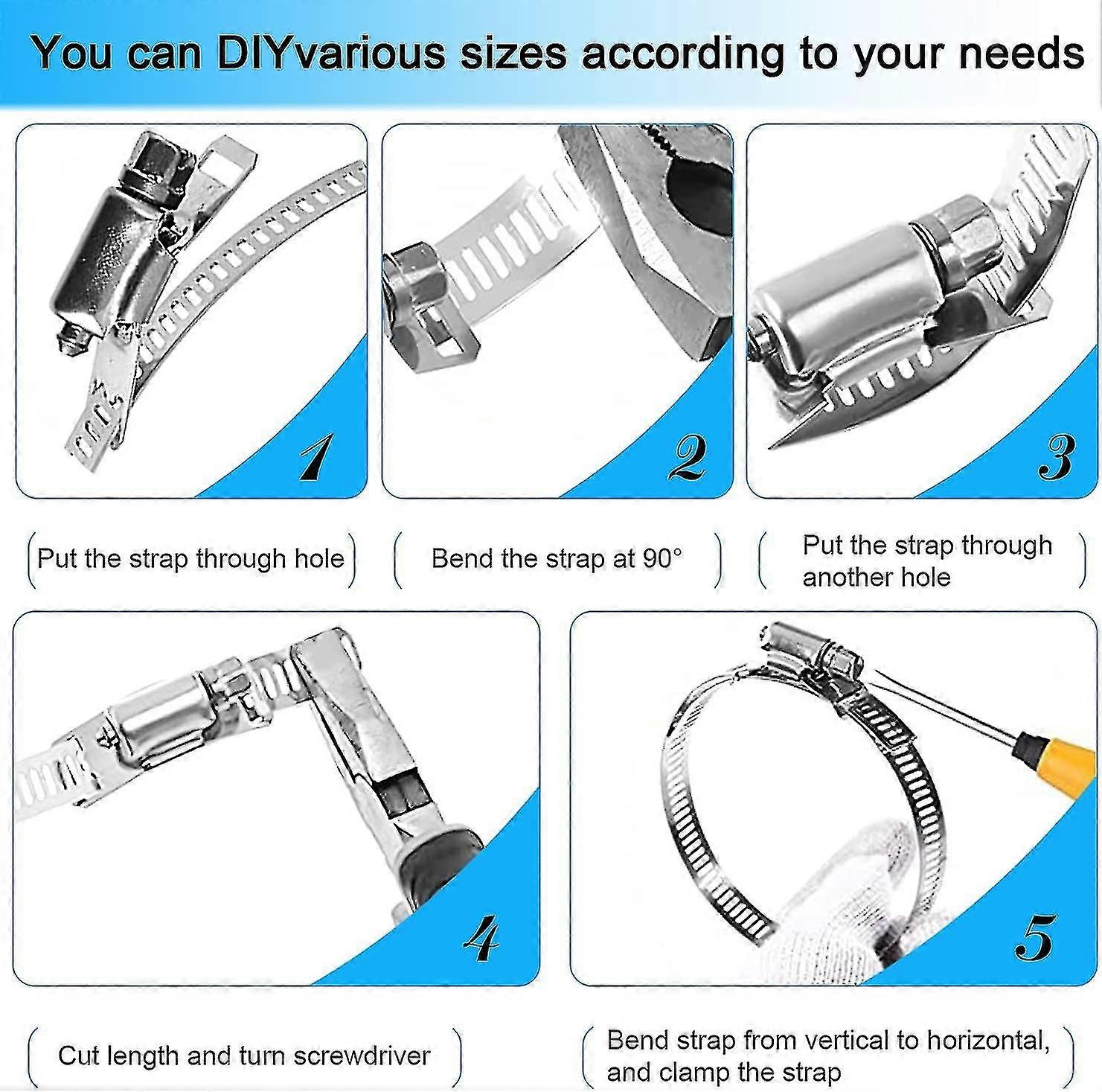 Hose Clips Hose Clamps Stainless Steel Worm Clamp Adjustable Screw Hose ...