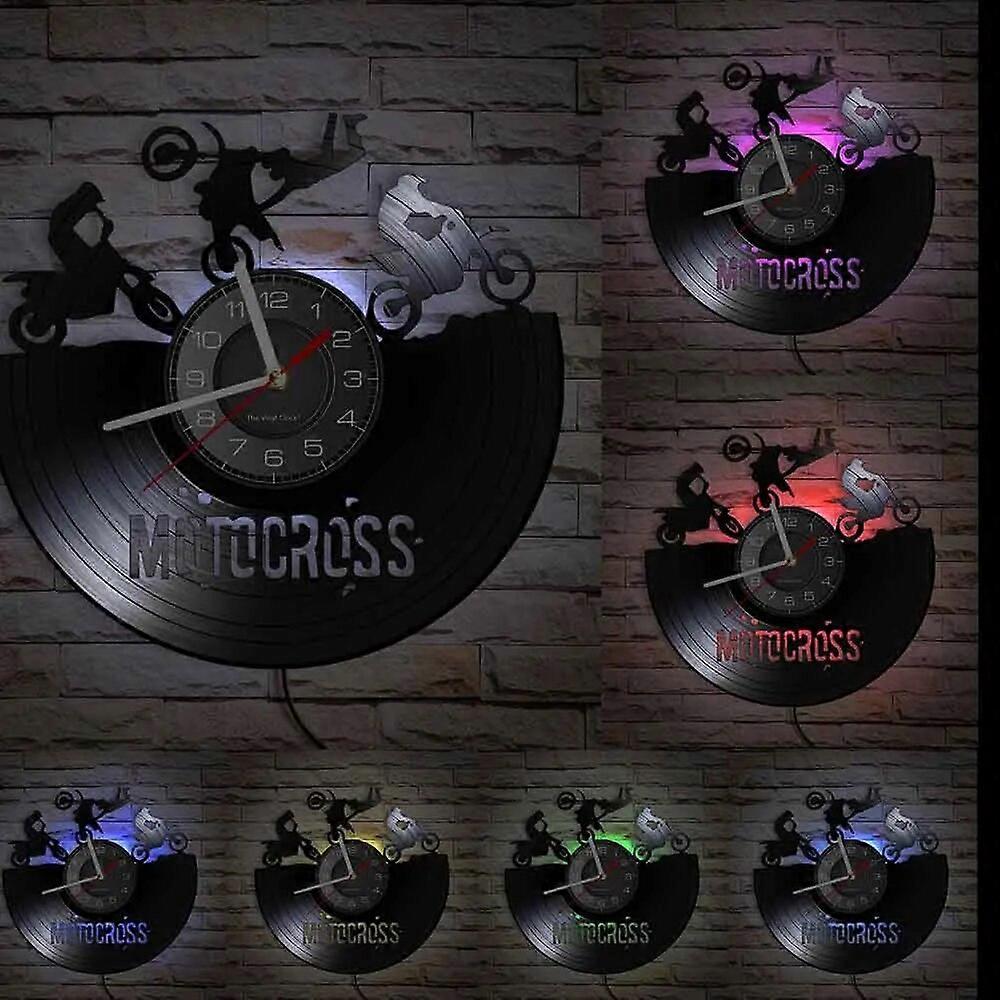 Motocross Bike Wall Clock Boy Room Home Decor Dirt Bike Vinyl Record ...
