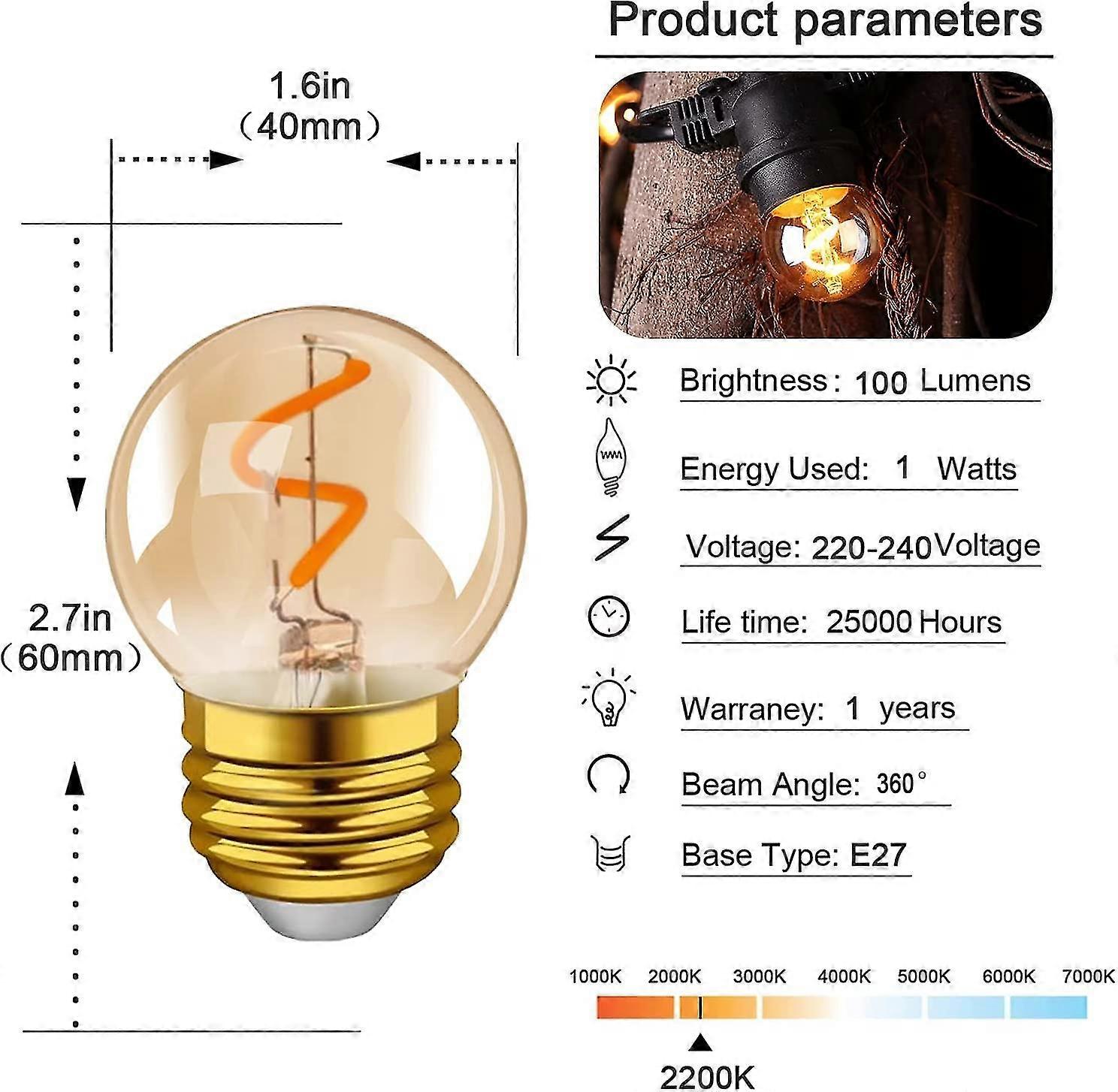 Winter promotion,G40 E27 Led Retro Edison Filament Light Bulb Mini ...