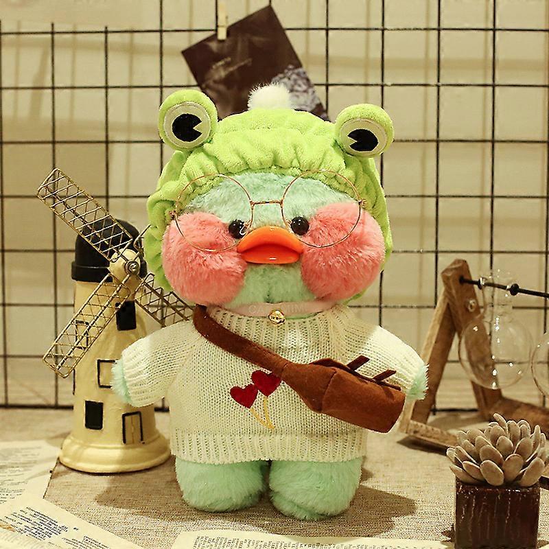 Lalafanfan 30cm Cute Green Duck Plush Toy with Kawaii Small Clothes ...