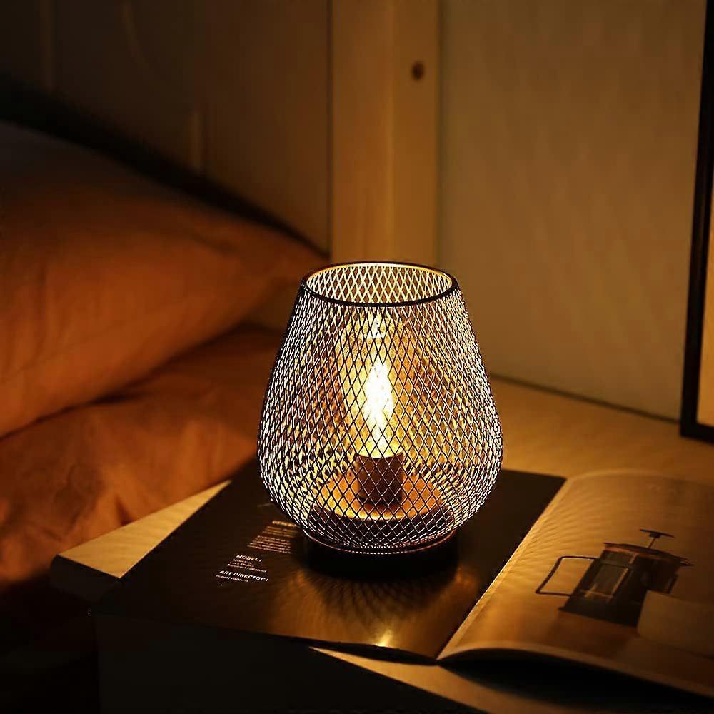 SBSGV Metal Cage LED Lamp 17cm Tall Battery Powered Accent Light with ...