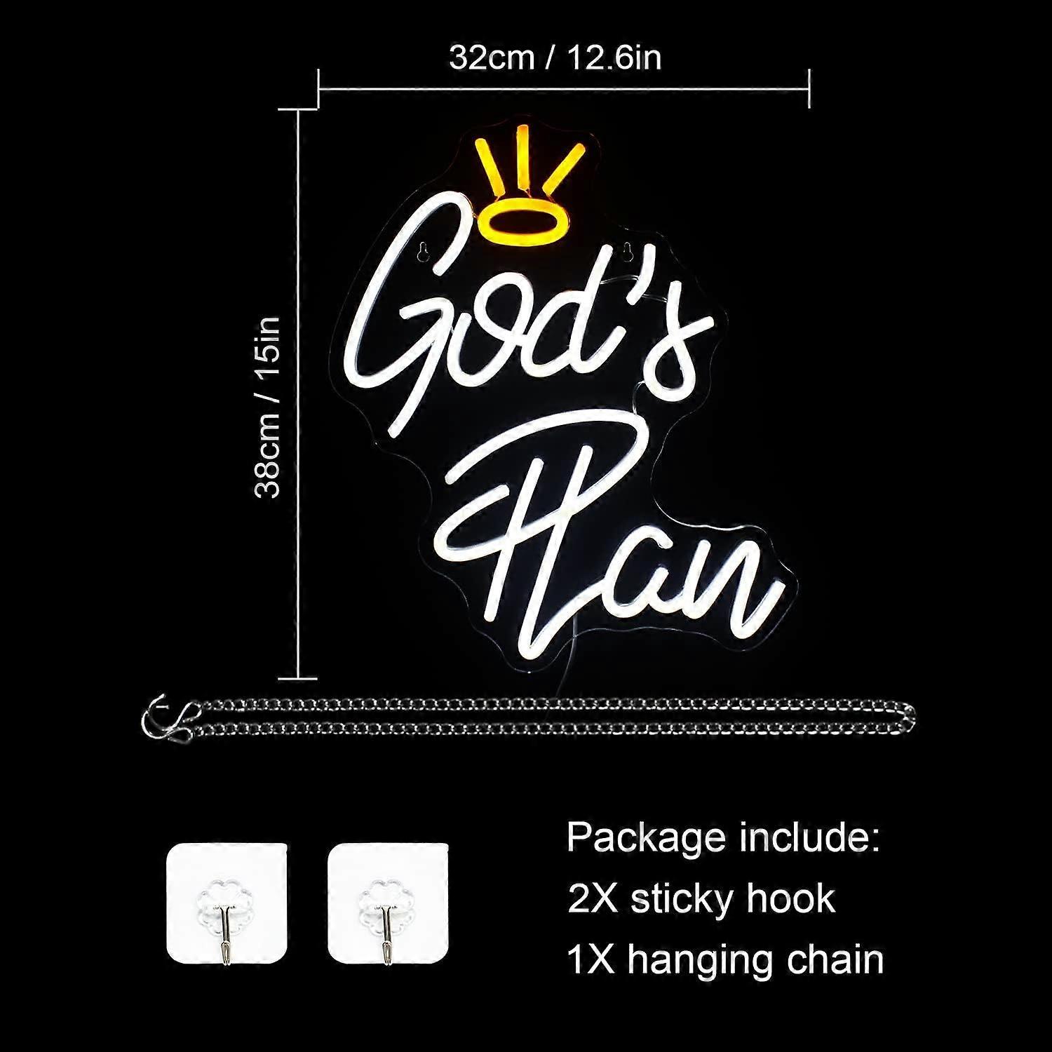 God's Plan Neon Sign White Led Neon Signs for Wall Decor, God Neon ...
