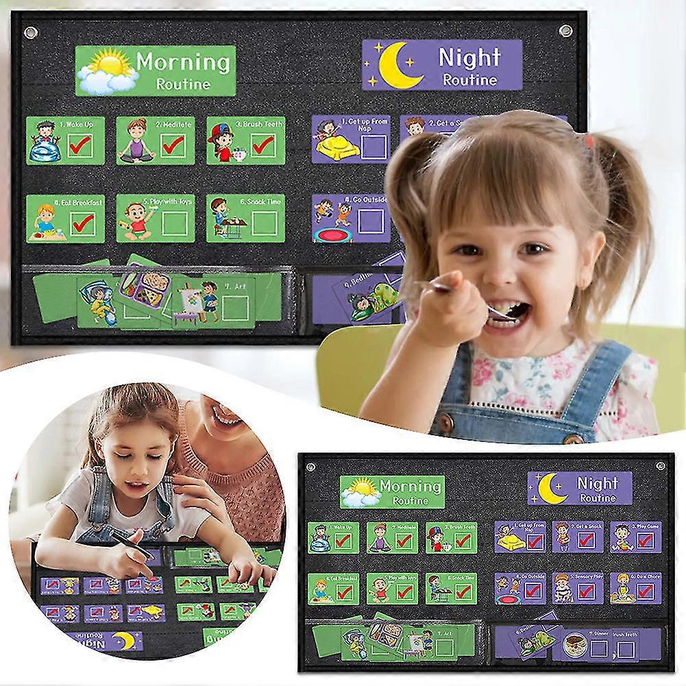 2026 Daily Routine Chart for Toddler 2 in 1 Morning Night Visual ...