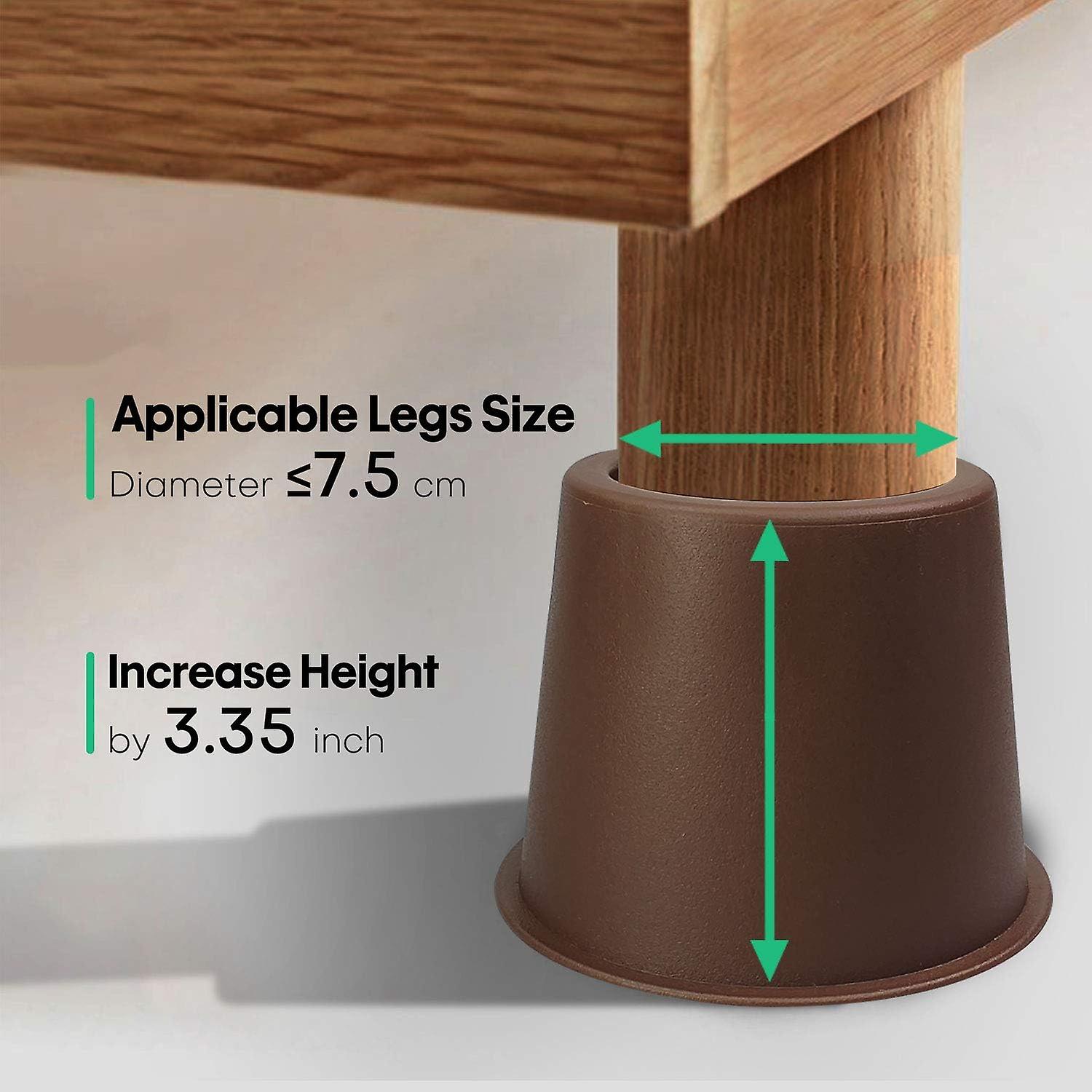 4 Inch Round Bed Risers Heavy Duty Furniture Risers, Lifts Up 3.35 Inch ...