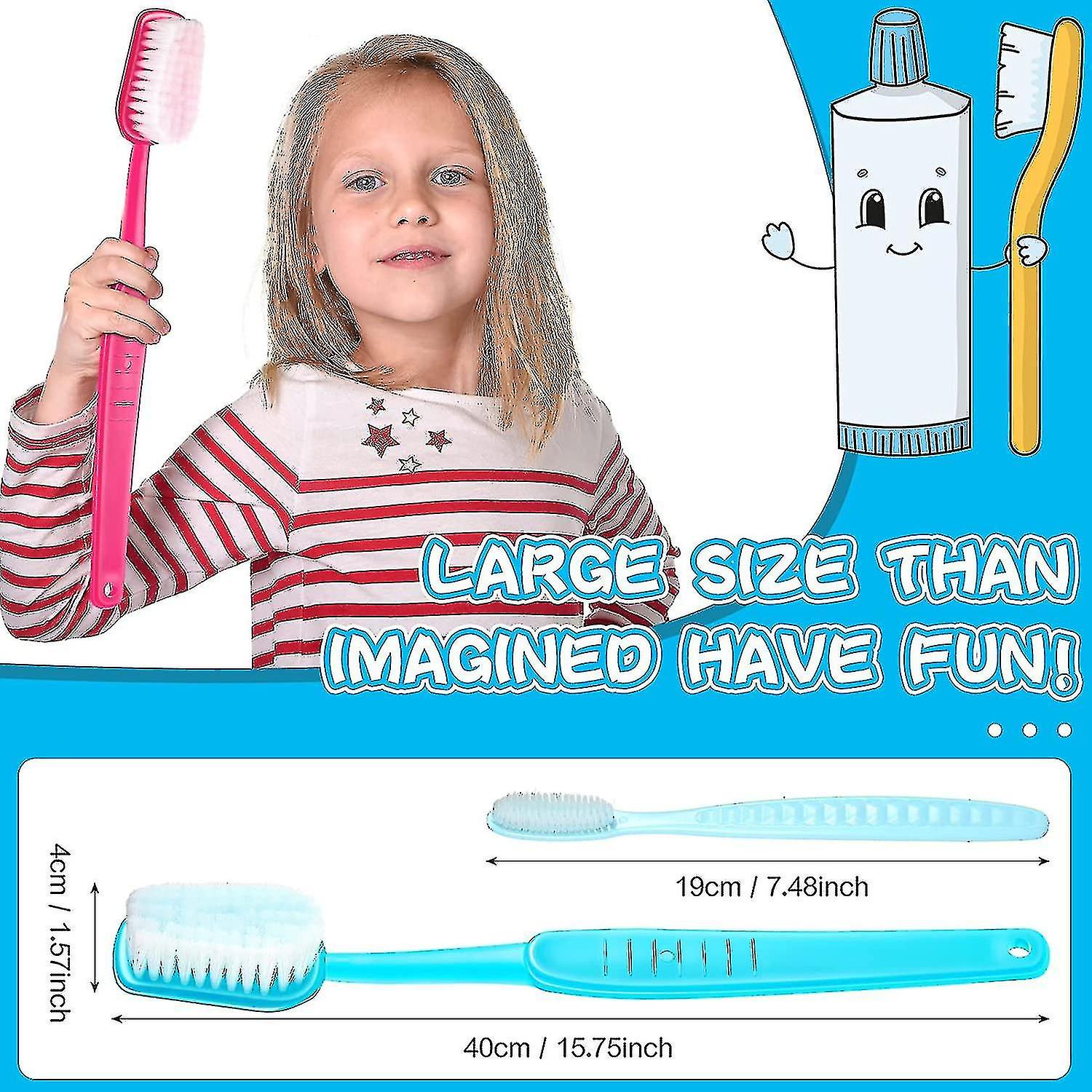 2 Pieces Giant Toothbrush Prop Large Novelty Toothbrushes Big Brush Fun ...