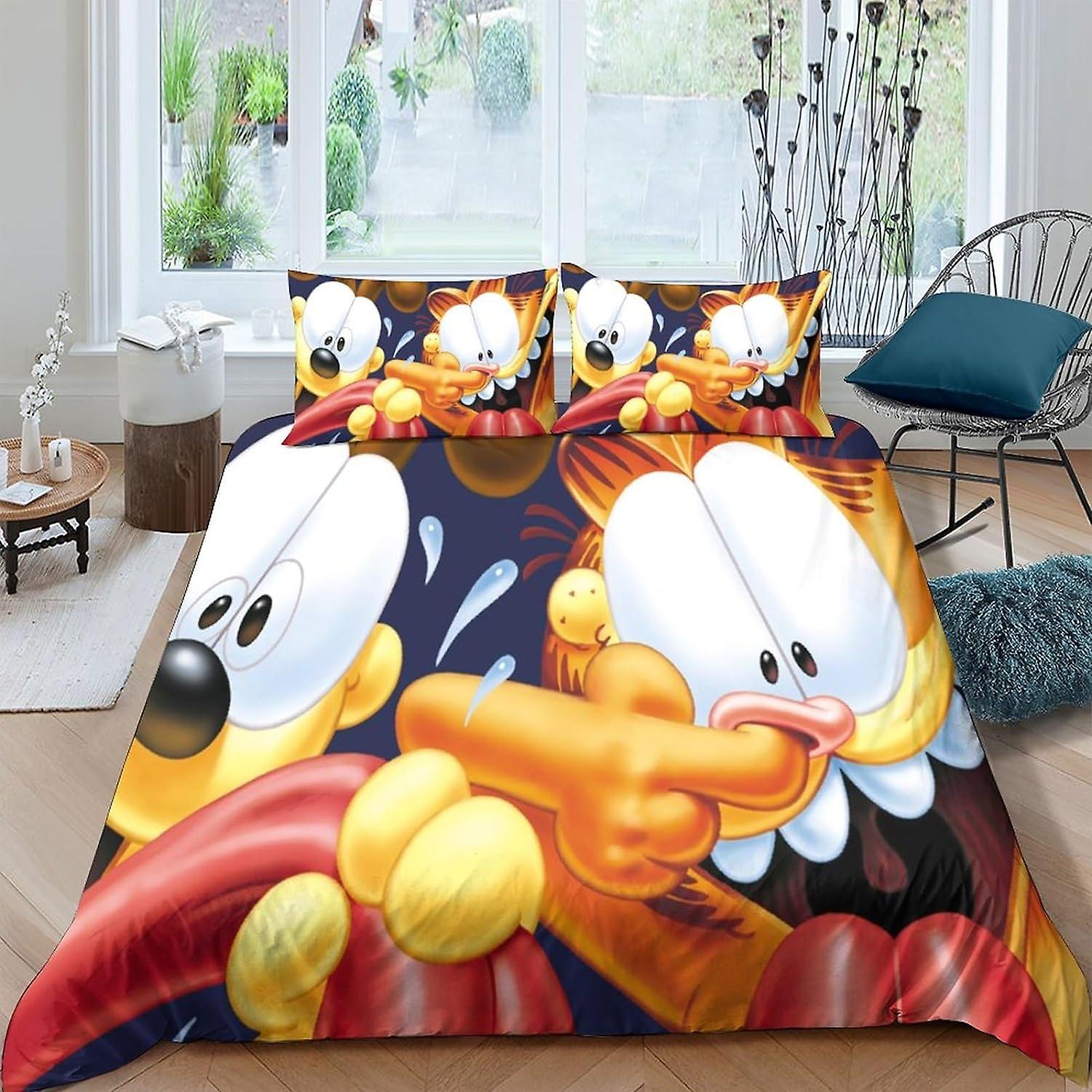 HOUKIG Garfield Duvet Cover Single Microfiber Bedding Set Anime ...