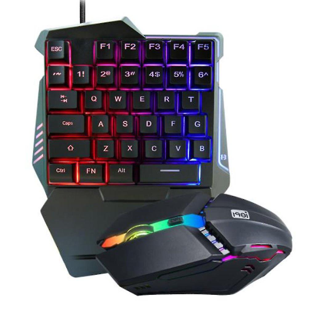 One-handed Gaming Keyboard Mouse Set Rgb Backlit Portable Mini Gaming ...
