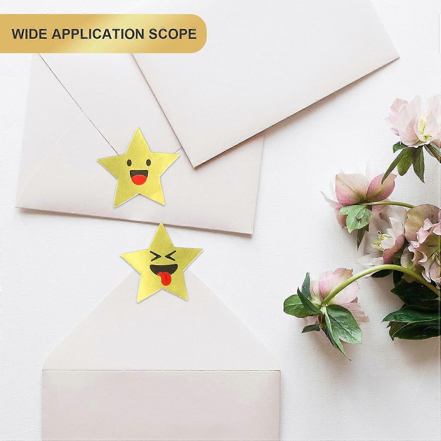 500pcs Happy Star Stickers, Roll of Happy Face Stickers Glitter Star ...