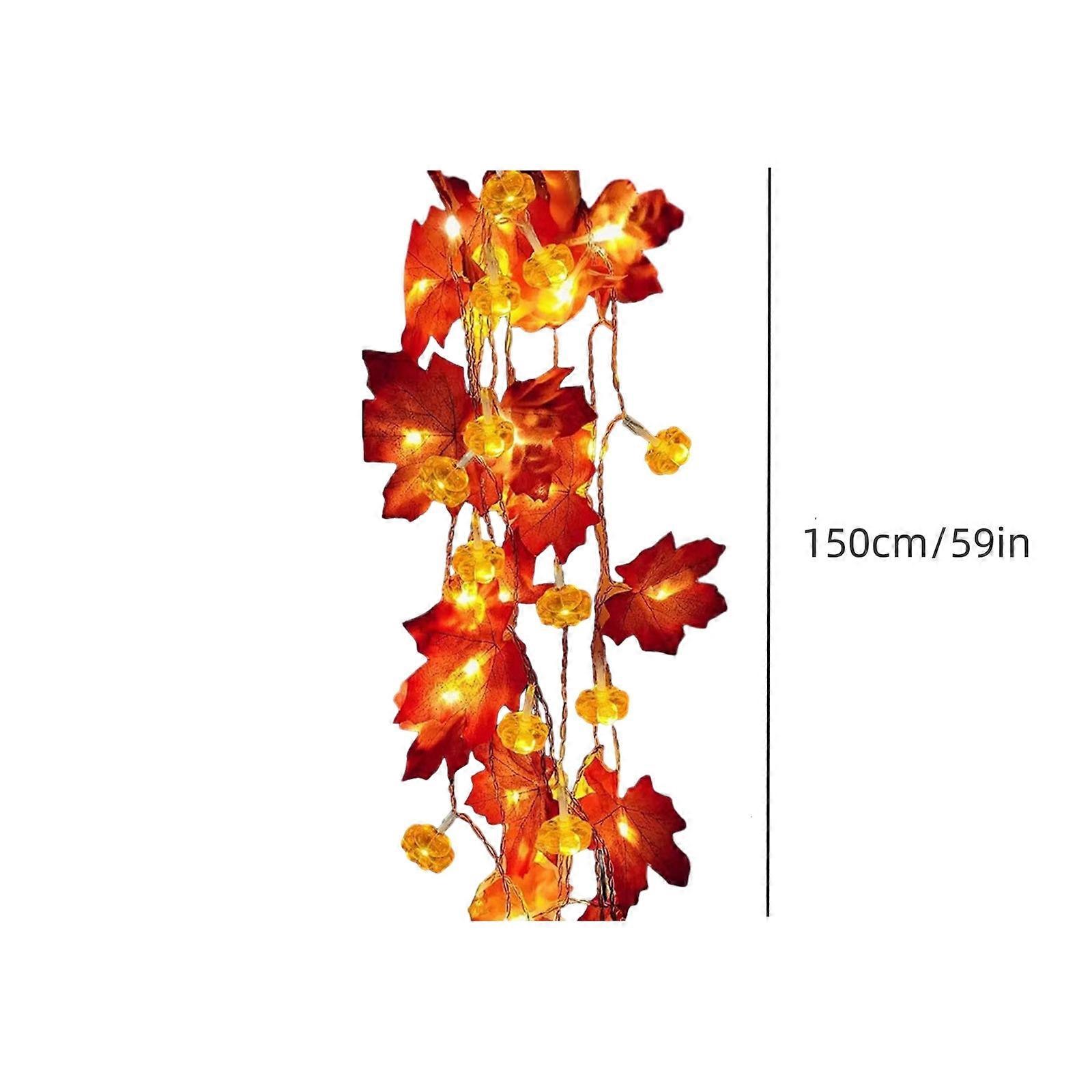 Pumpkins Garland Lights Fall Decorations Realistic Larger Maple Leave ...