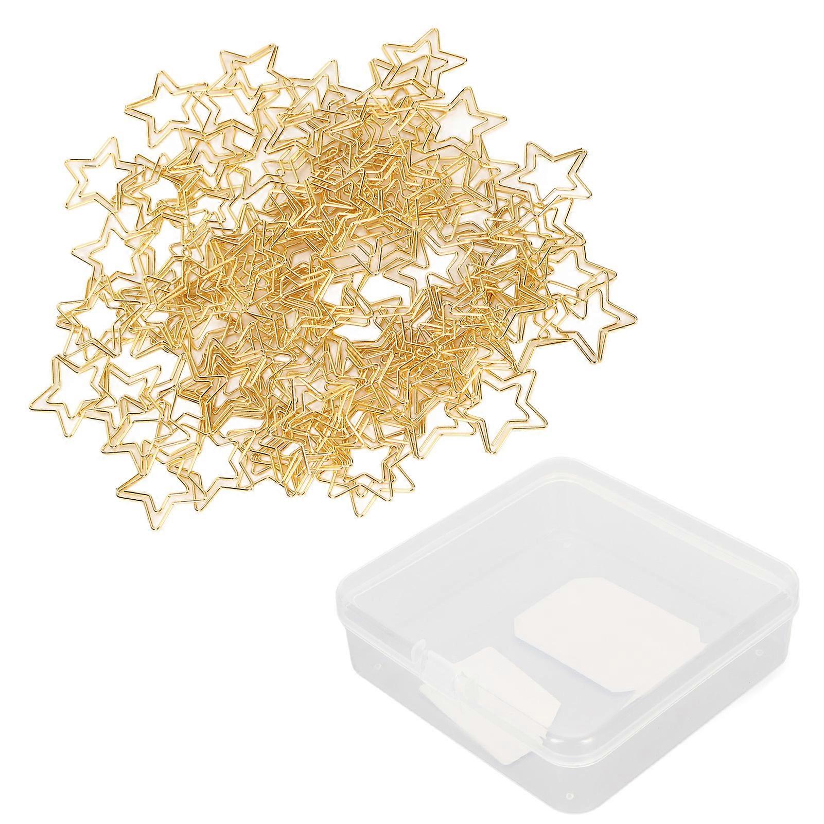 100pcs Golden Star Shape Paper Clips Skid Resistant Plated Metal Cute ...