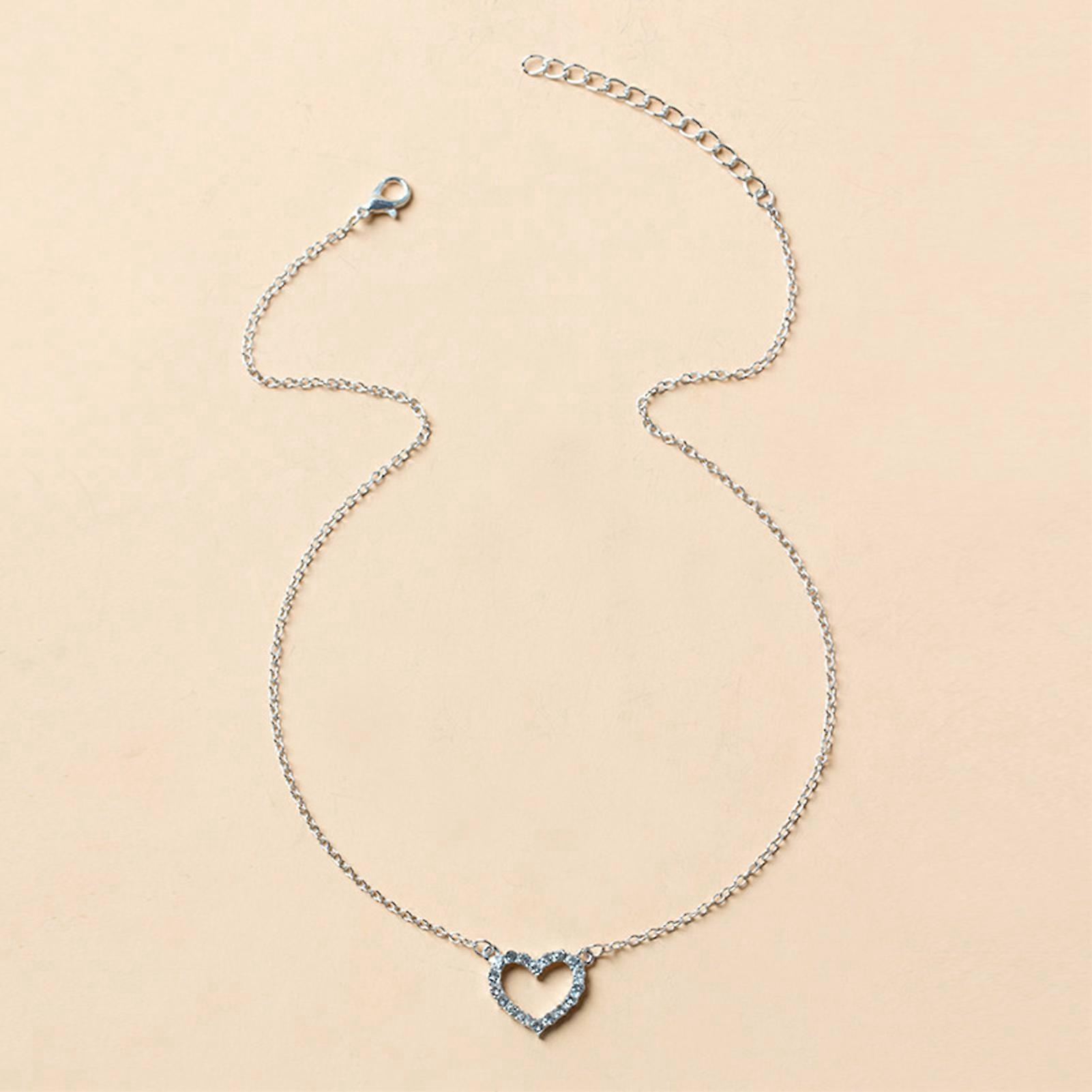 Hollowed Out Heart Diamond Necklace Color Retention Simple Accessory ...