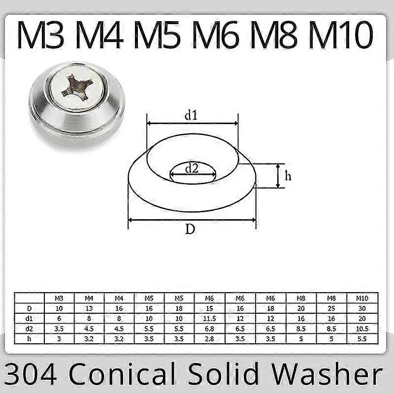 Countersunk Washer M3 M4 M5 M6 M8 M10 Conical Solid Flat Gasket Concave ...