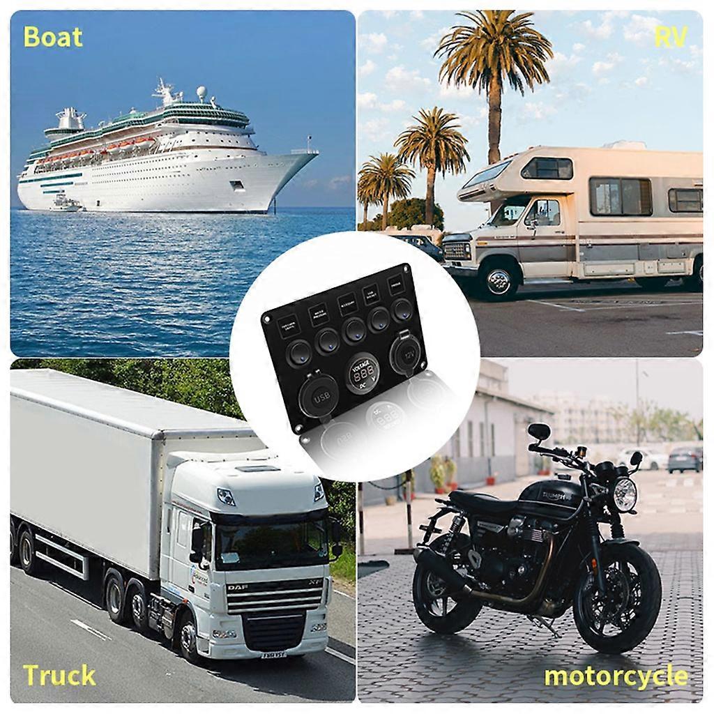 Waterproof Boats Rockers Switch Panel Panel with Digital Voltmeter 3.1A ...