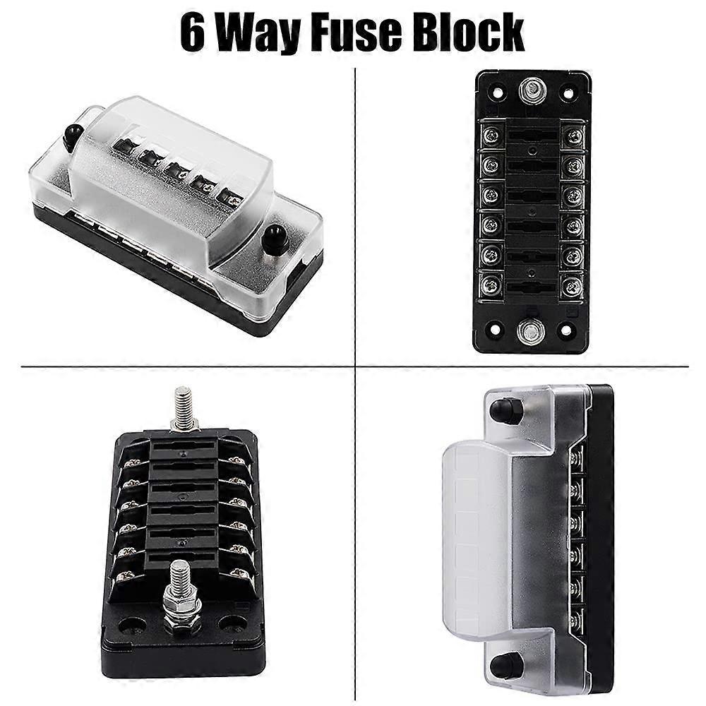 6 Way Fuse Block Blade Fuse Box with Negative Bus - ATC/ATO for Boat Yacht Vehicle Auto RV Car ...