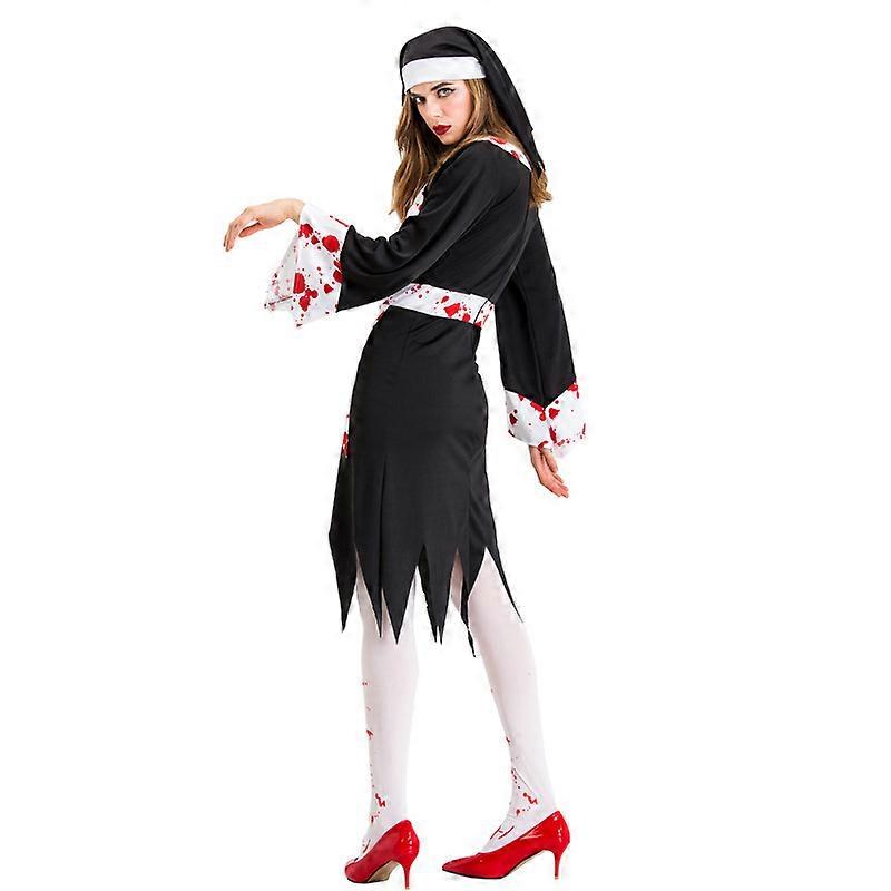 S-Xl Zombie Nun's Outfit Halloween Costume Cos Costume Cosplay Bloody ...