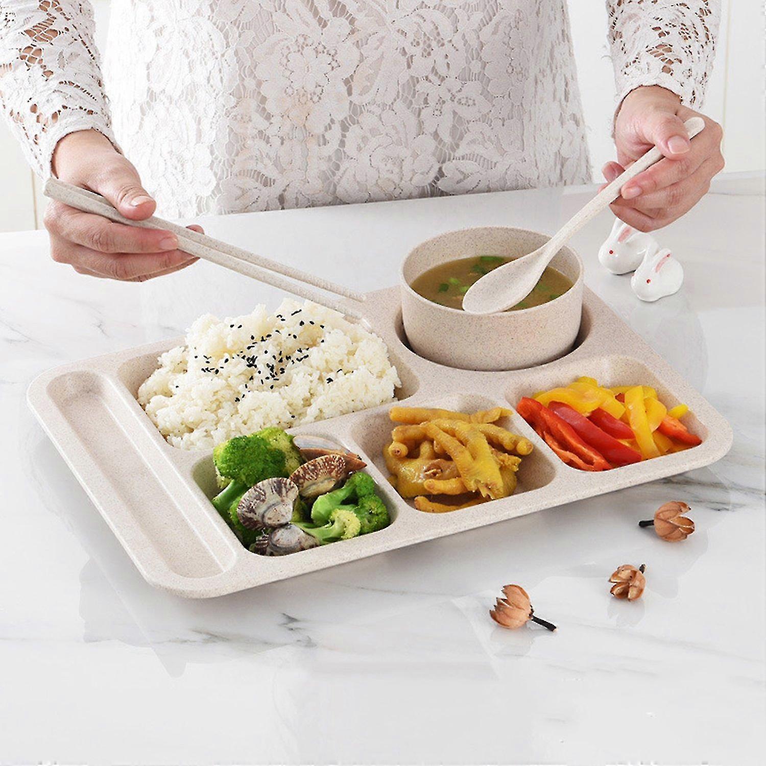1 Set Individual Grid Stackable Food Plate Plastic Practical Food-grade ...