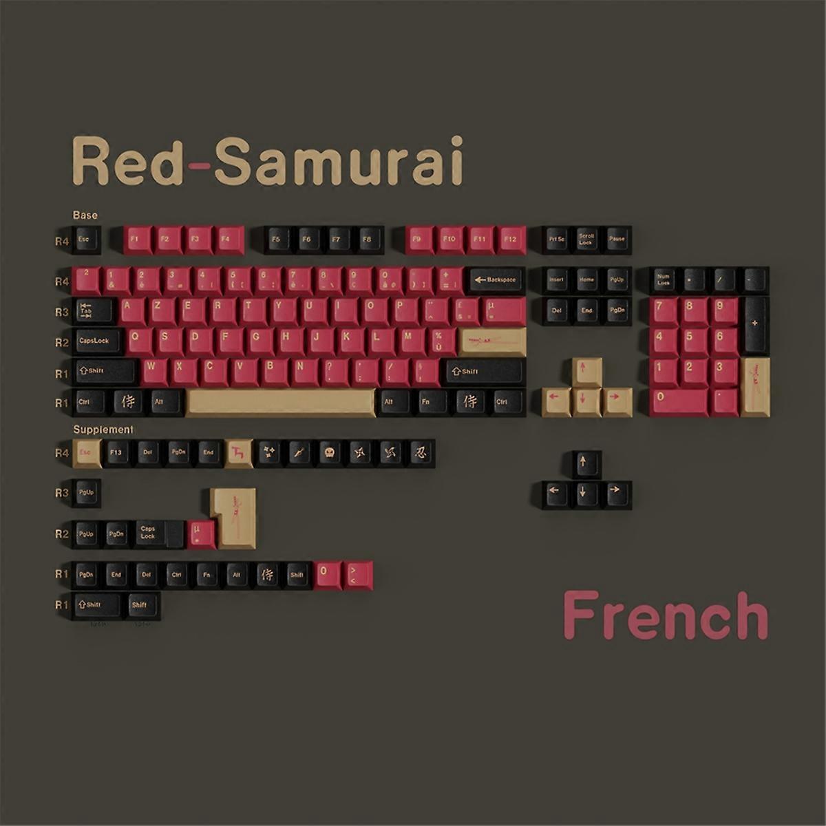 Keycaps Pbt Cherry Profile Red Samurai Big Set Key Caps French Key Caps ...