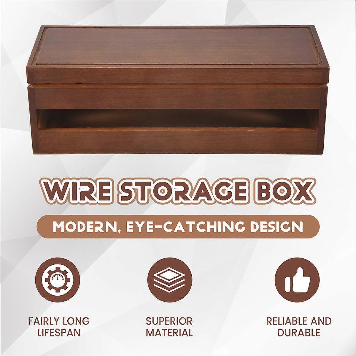 Cable Management Box Wooden Cord Organizer Box for Extension Cord Power ...