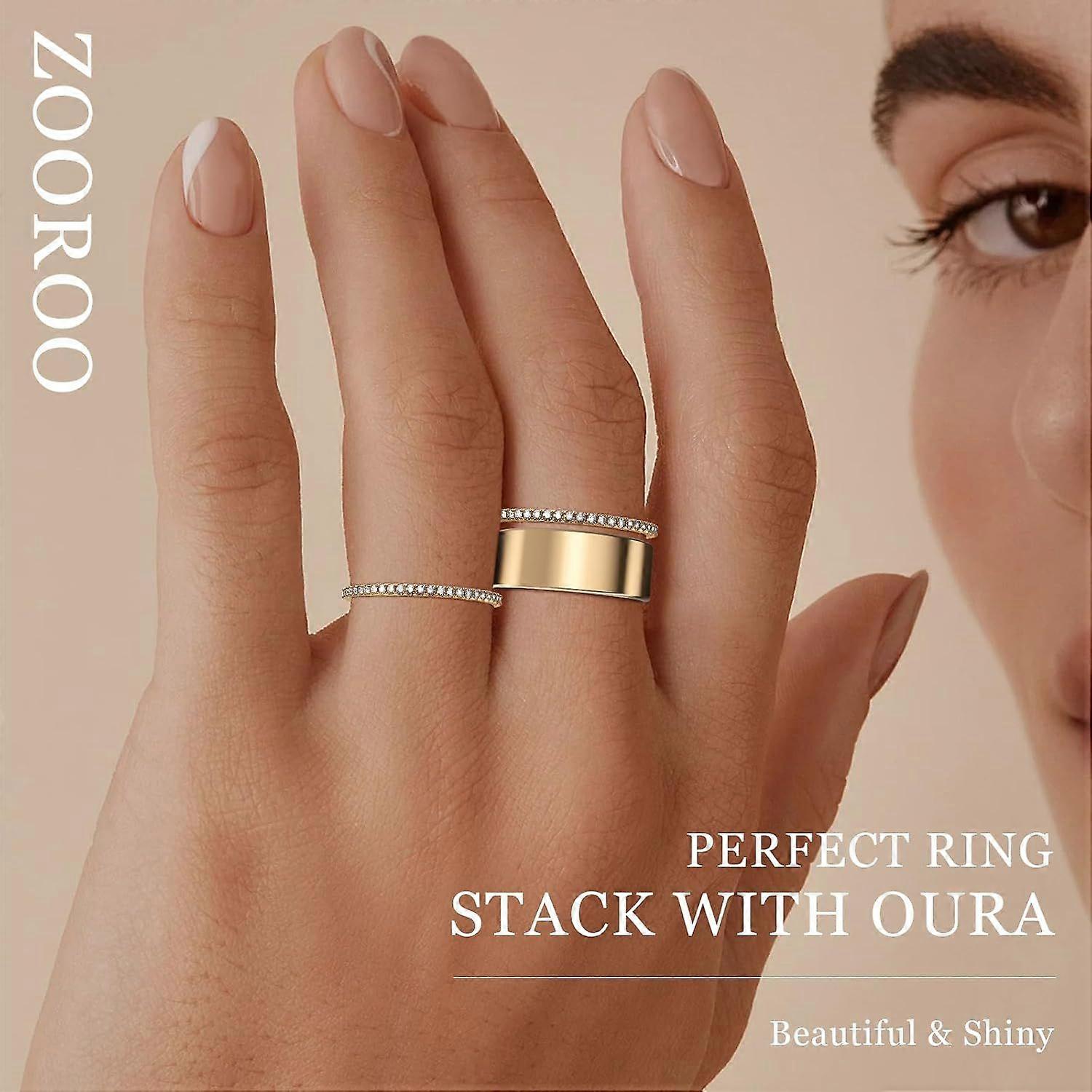 2-Pack 14K Gold Plated Stacking Rings for Oura Gen 4/Oura Gen 3, Cubic ...