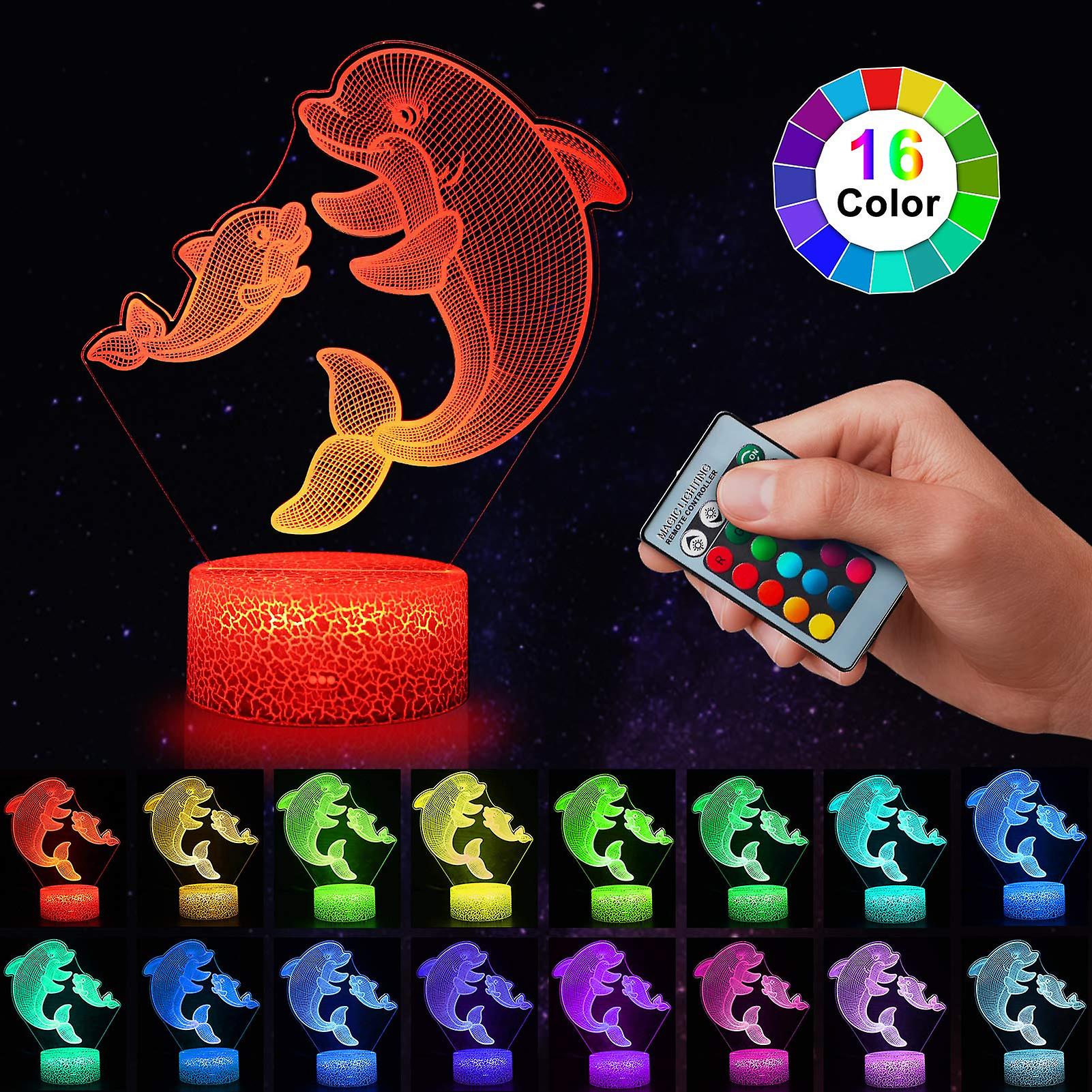 Beautiful Gift 3d Dolphin Gifts Toys Decor Led Night Light With Remote ...