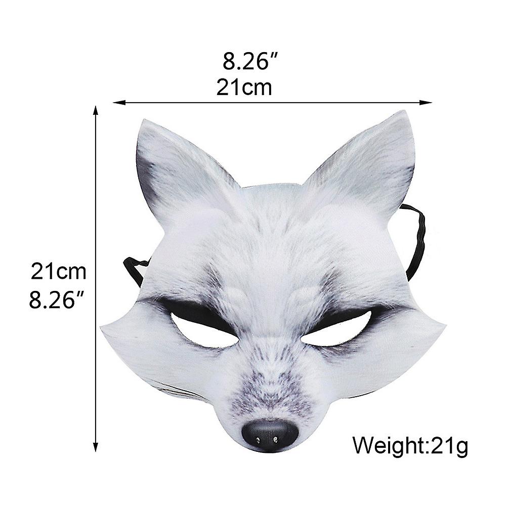Halloween Fox Half Mask Cosplay Animal Face Mask Realistic EVA Party ...