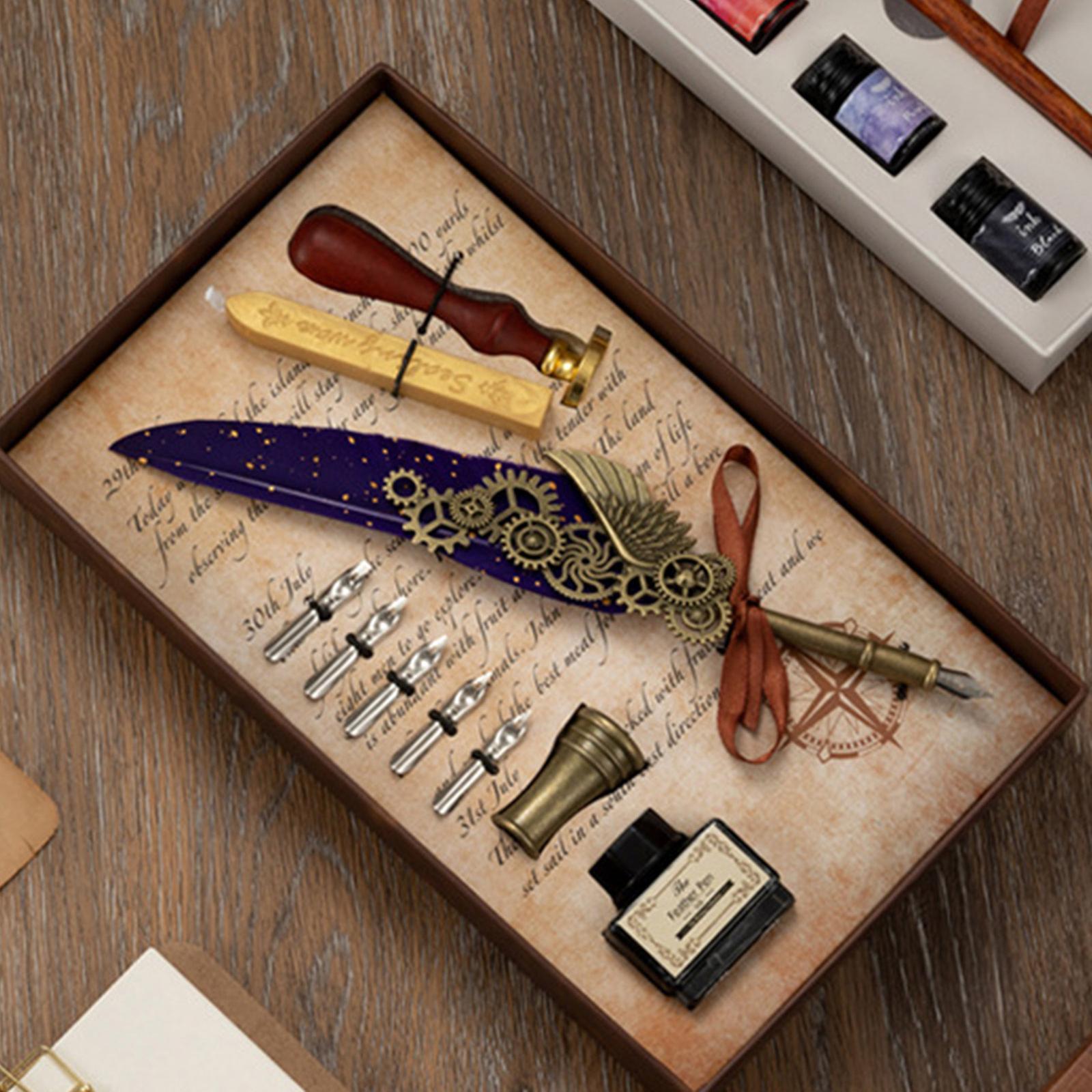 Vintage Calligraphy Dip Pen Set Wood Dip Pen Feather Dip Pen Set Gift ...