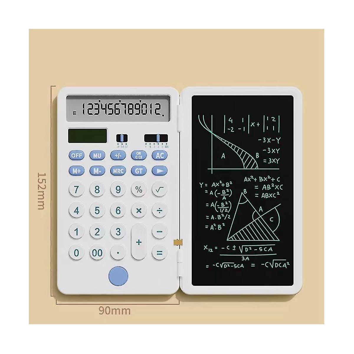 Portable Calculator, With Writing Tablet,12 Digits Display Rechargeable ...