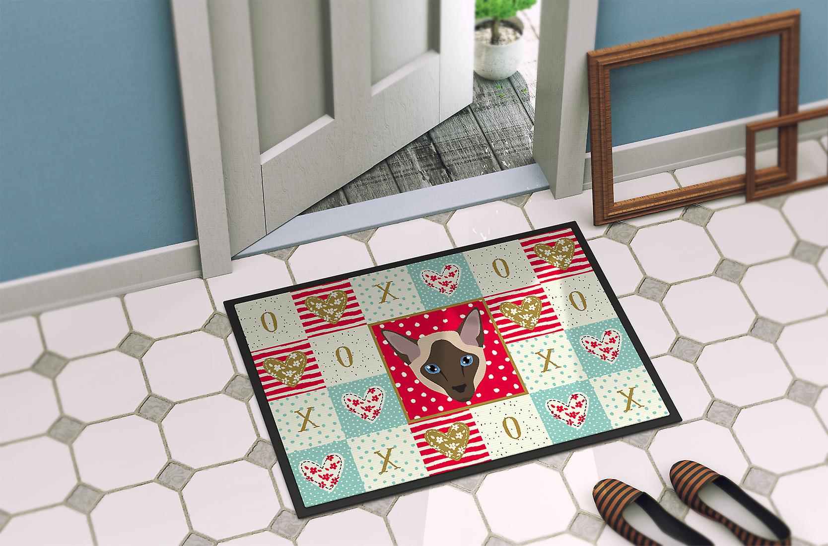 Siamese Modern Cat Love Door Mat, Indoor Rug or Outdoor Welcome Mat ...