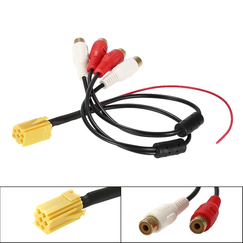 Popular Mini 6 Pin ISO Adapter Aux Line Out 4 Chinch Kabel 4 RCA Plug ...