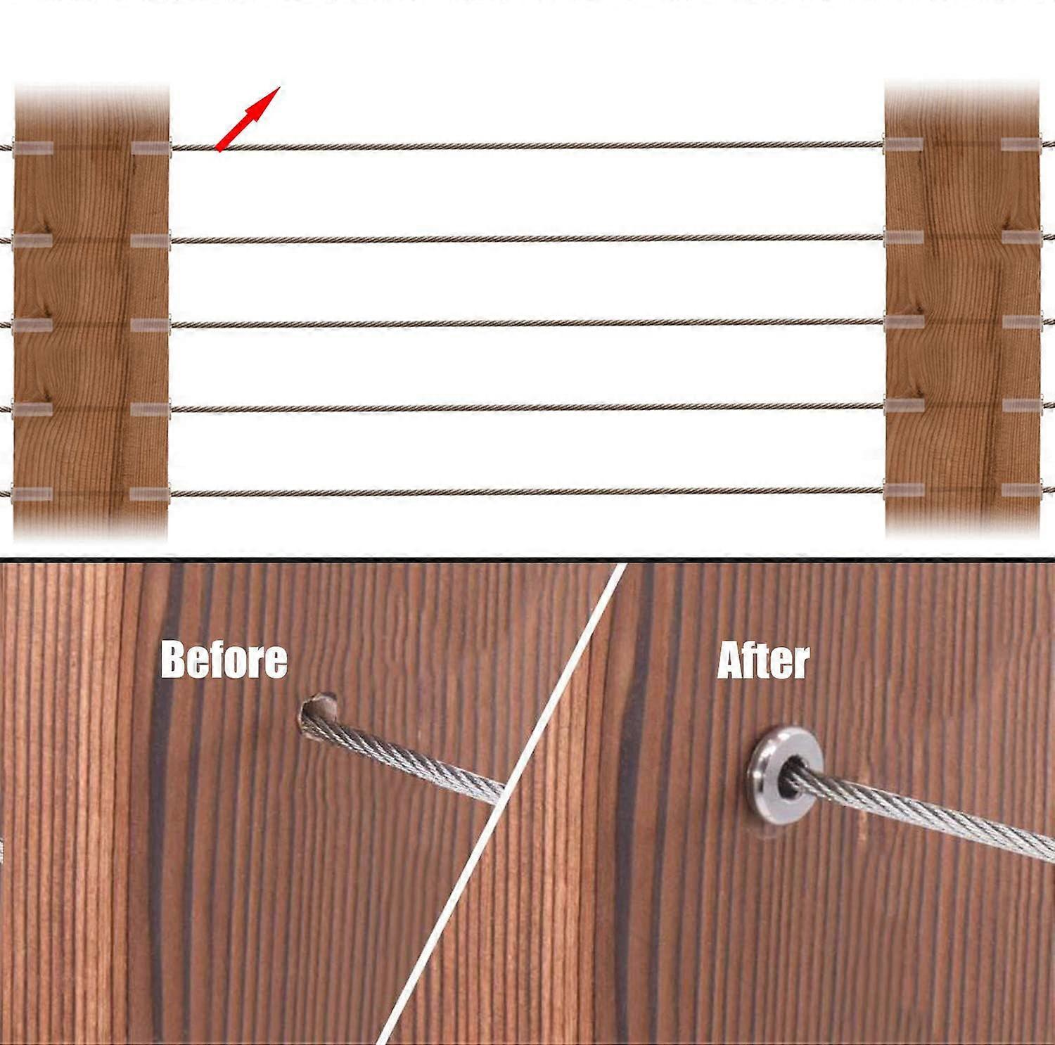 20 Pcs Stainless Steel Protective Sleeves for Cable Railing 1/8 Inch ...