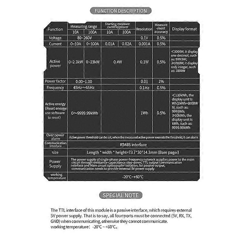 10A PZEM 004T 3.0 Wattmeter Kwh Meter Volt Amp Current Test Module ...