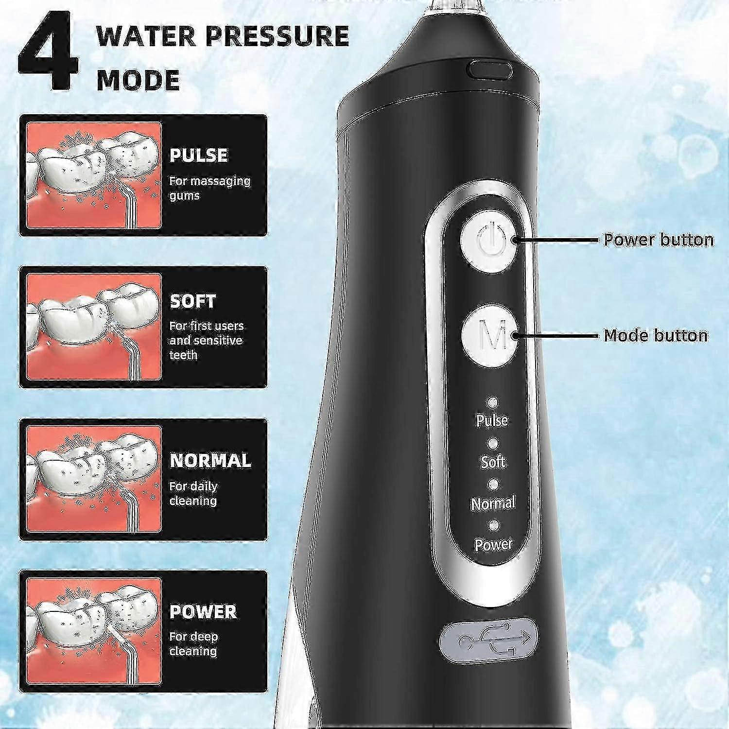 Water Flosser Rechargeable Mouth Irrigator For Teeth Cleaner | Fruugo UK