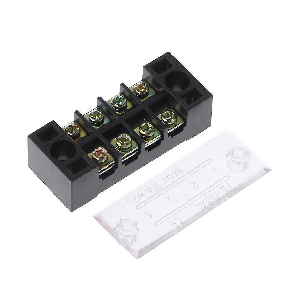600V 15A 4 Positions Dual Rows Covered Barrier Screw Terminal Block ...
