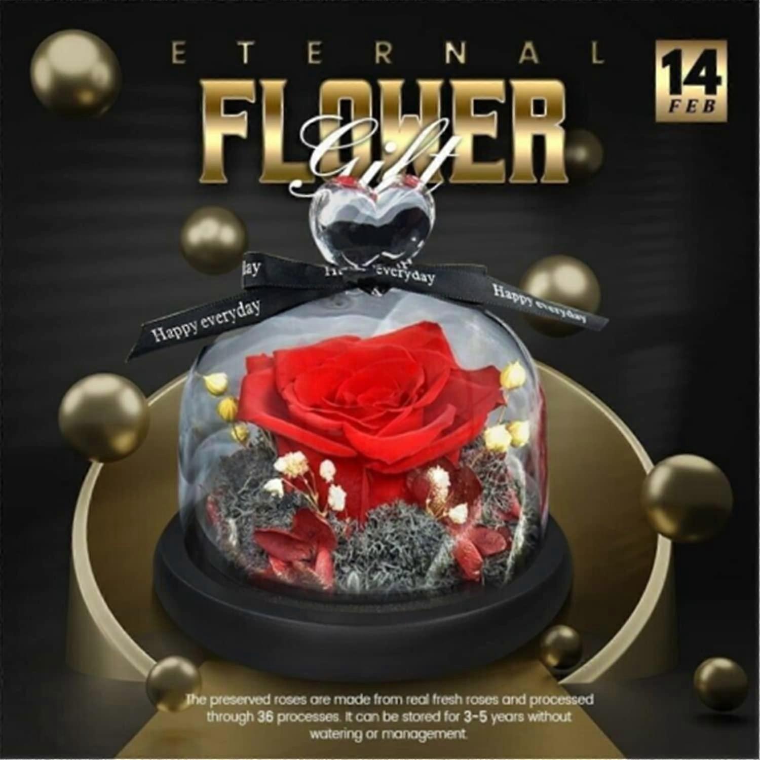 Eternal Rose in Glass,Preserved Rose with Heart Design in Glass ...