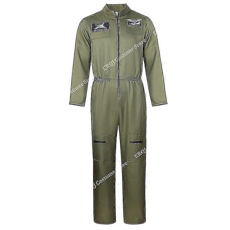 Pilot Costume Men Women Fighter Pilot Costume Adult Plus Size Top Gun ...