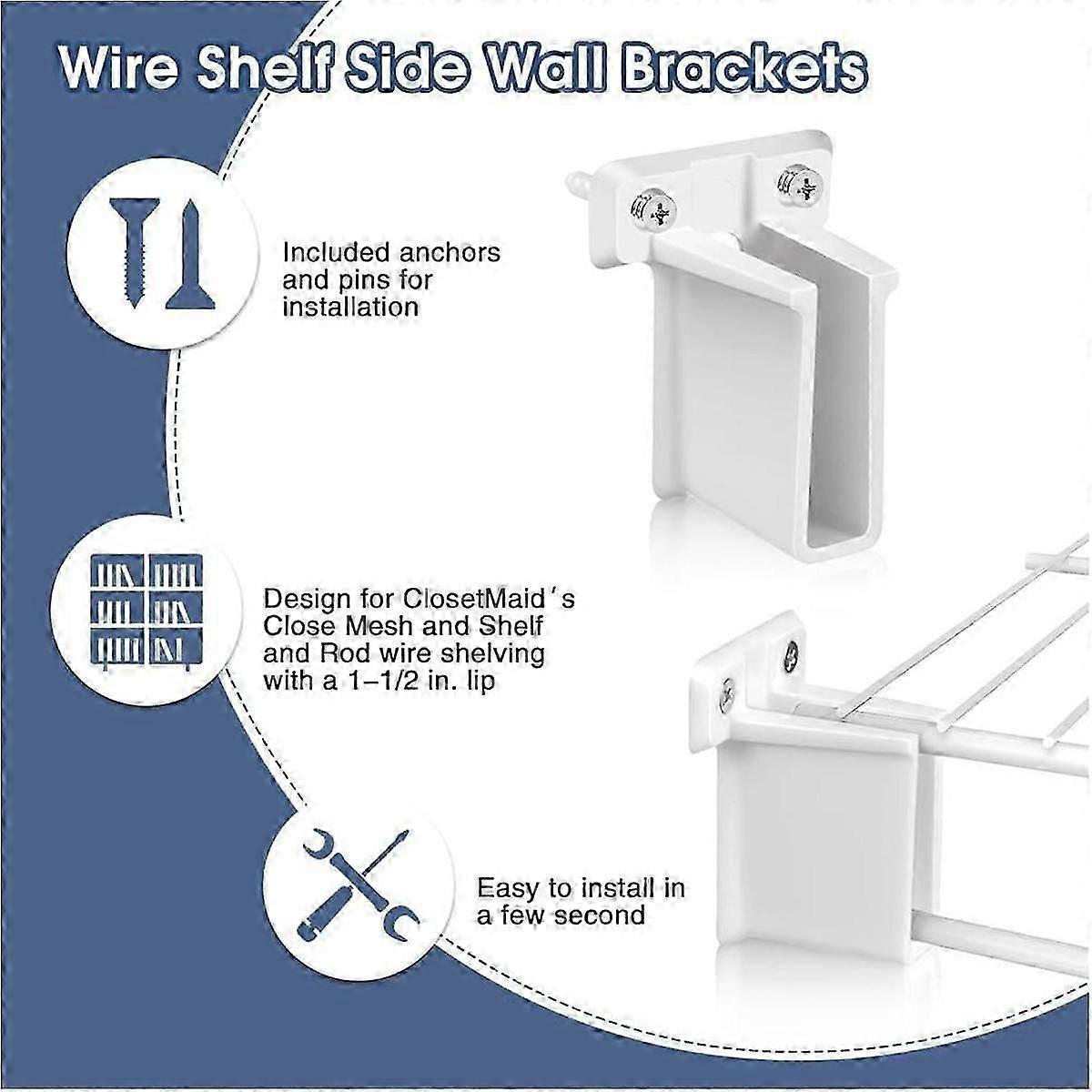 12Pcs Wire Shelf End Brackets,Plastic Closet Shelves Brackets Wall ...