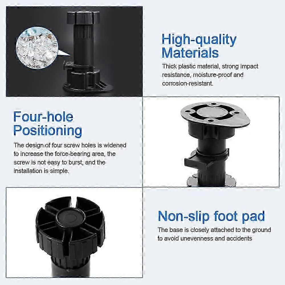 Furniture Feet 20Pcs Adjustable Height Plastic Cabinet Cupboard Foot ...