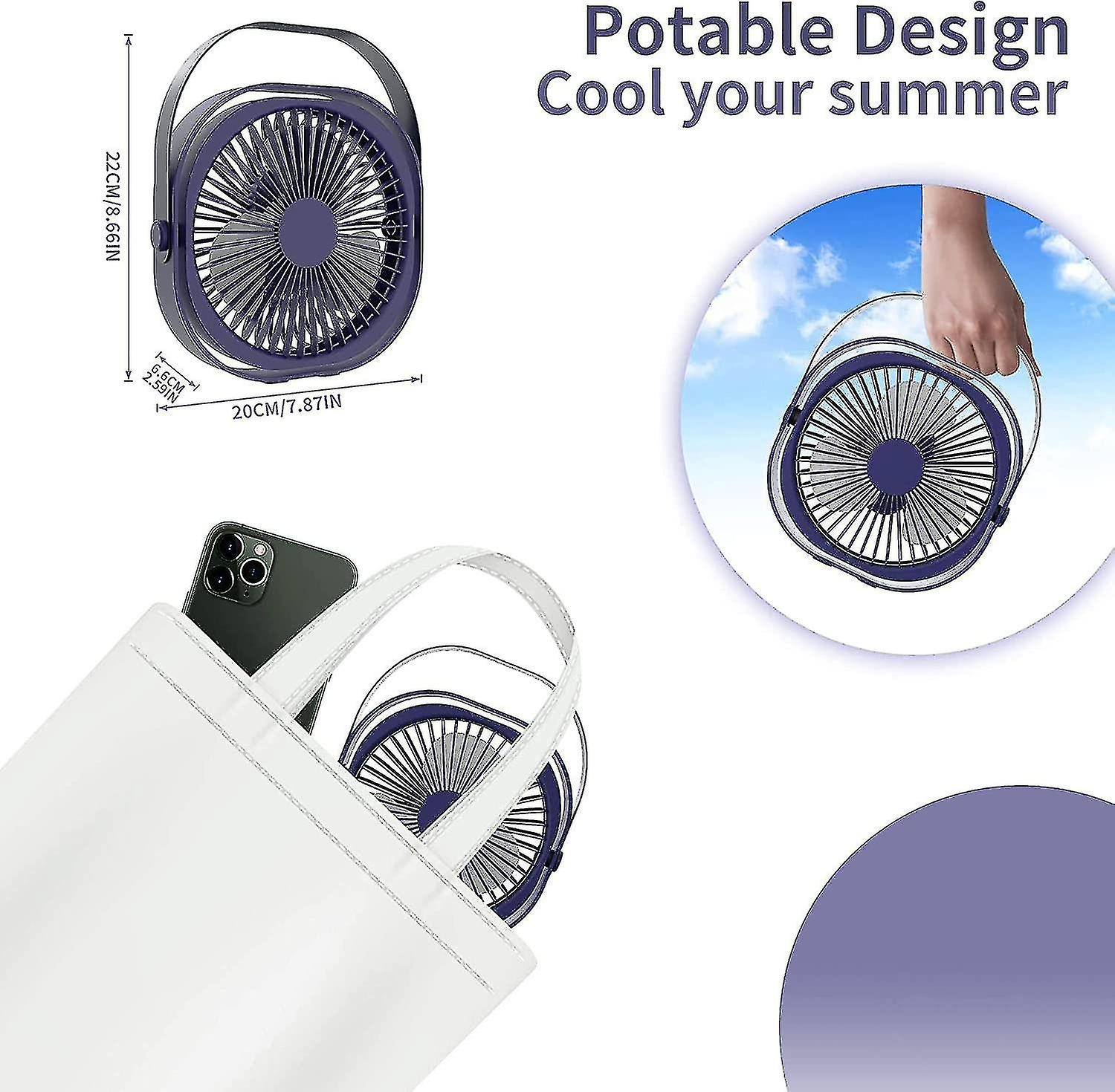 Usb Fan, Portable Usb Desk Fan, 360 Rotation 3-speed Adjustable Quiet ...