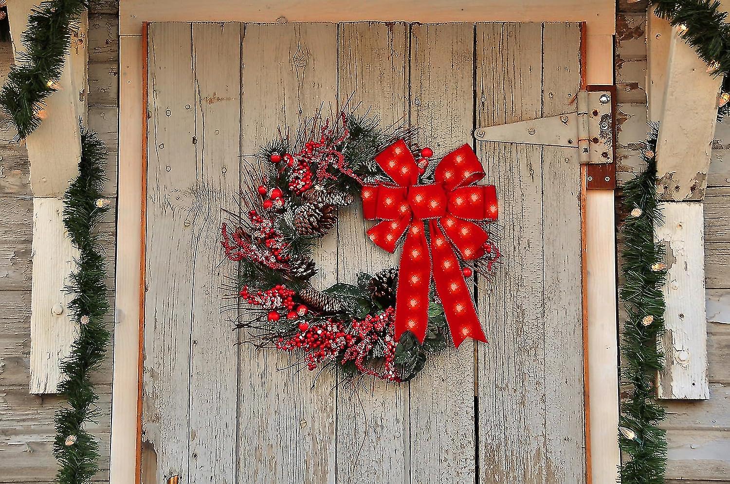 The Best Led Red Bows Christmas Decorations Big Wired Velvet Bow With ...