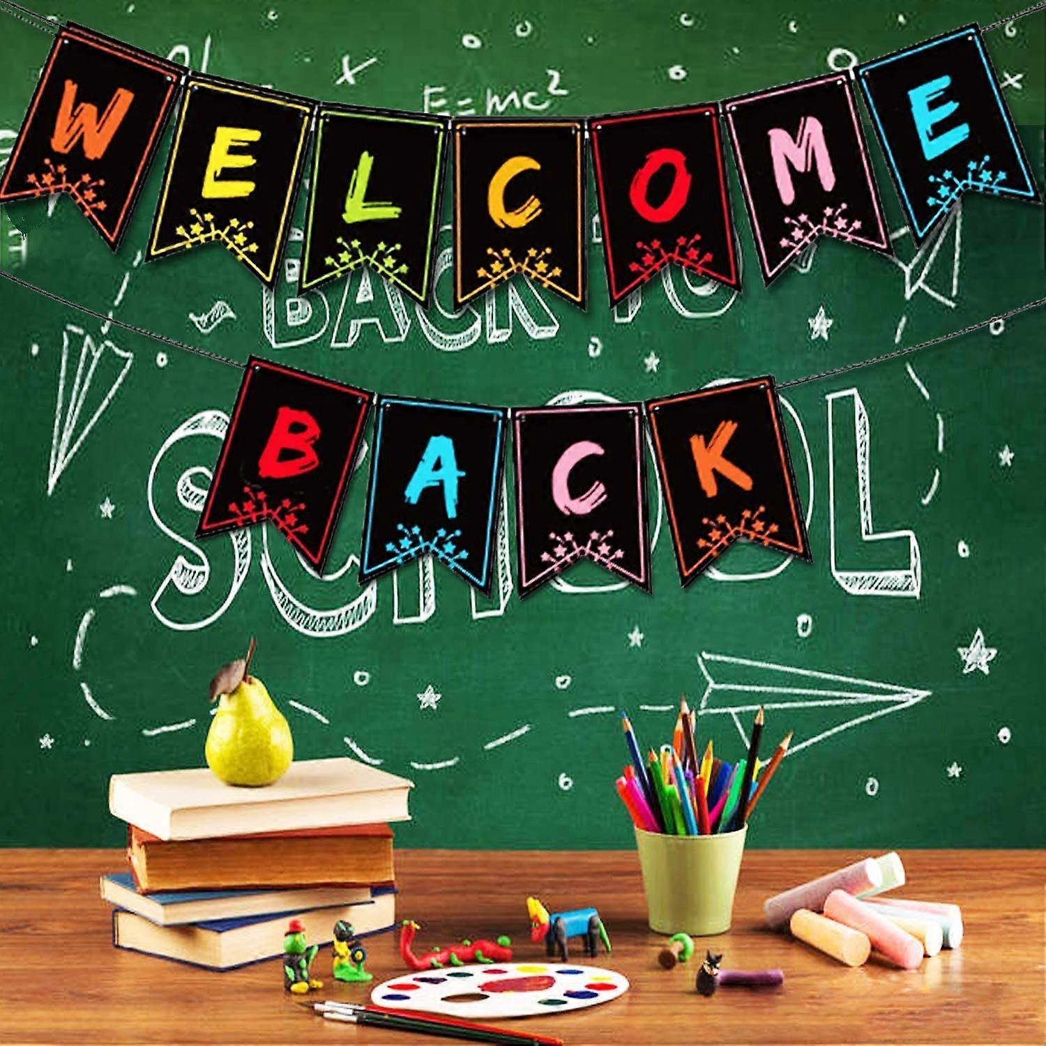 Welcome Back Banner School Decorations - First Day of School Banner ...