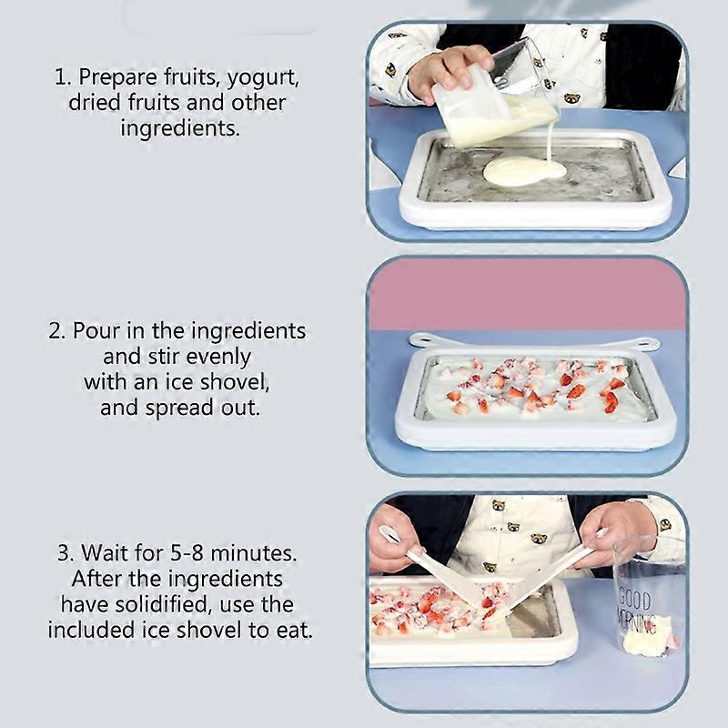 Ice Cream Roller Plate With 2 Spatulas for Kids Family DIY Ice Cream ...