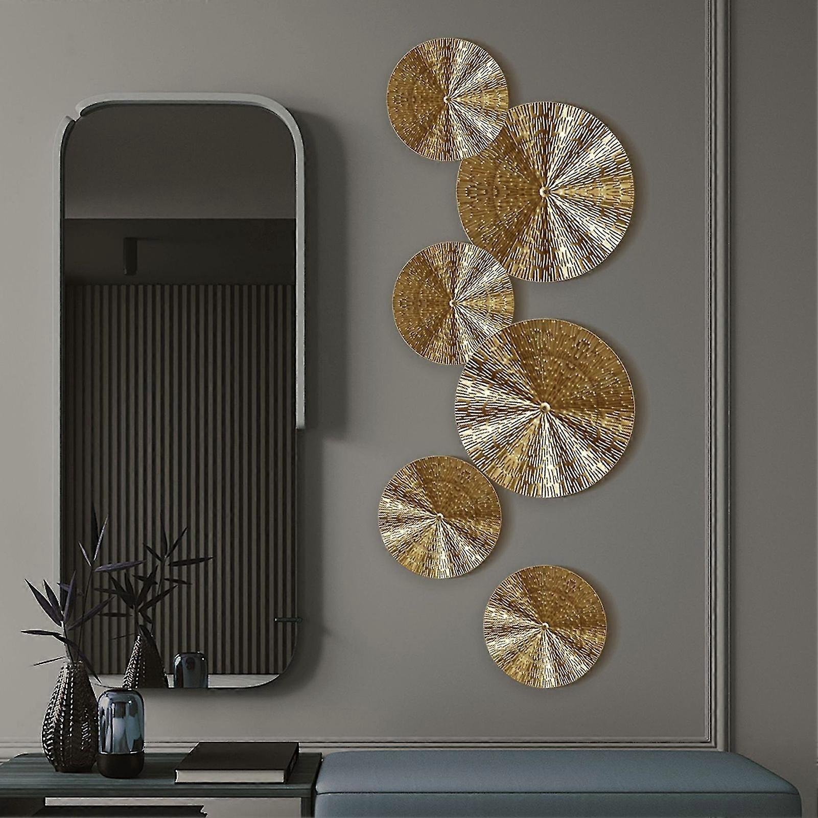 Wall Hanging Creative Exquisite Golden Metal Round Wall Disc House ...