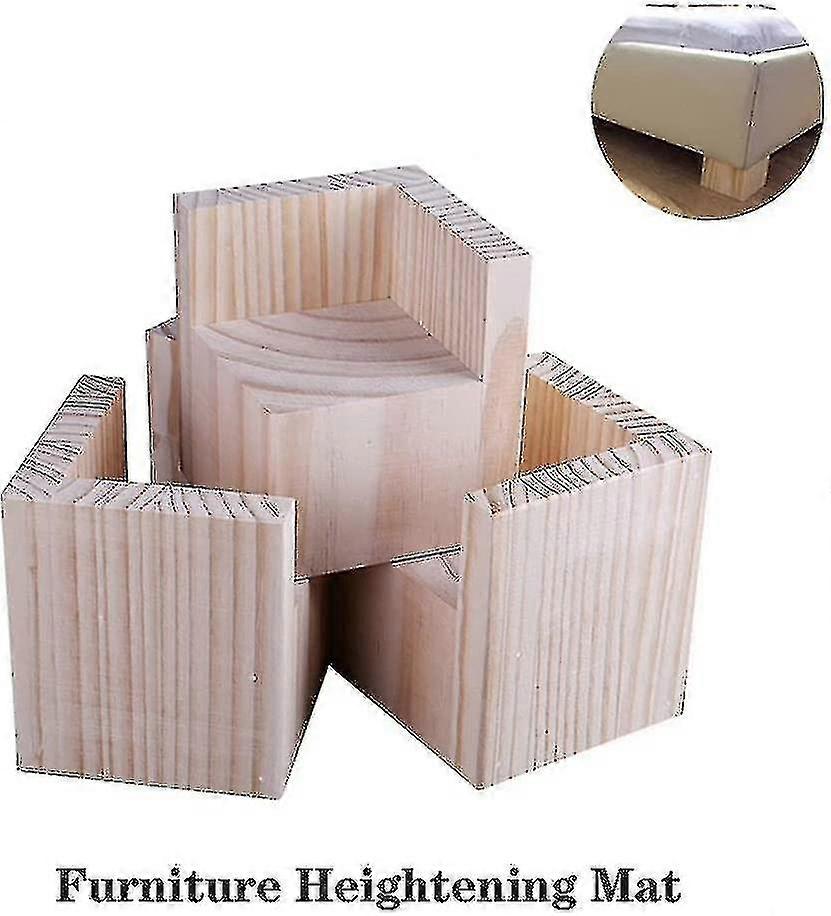Set Of 4 Bed Risers, Wooden Lifts For Heavy Furniture | Fruugo UK