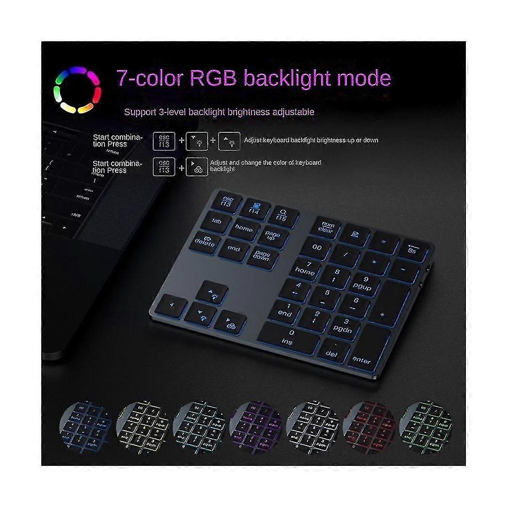 Backlight Bluetooth Numeric Keypad Rgb Rechargeable 34 Keys Keypad ...
