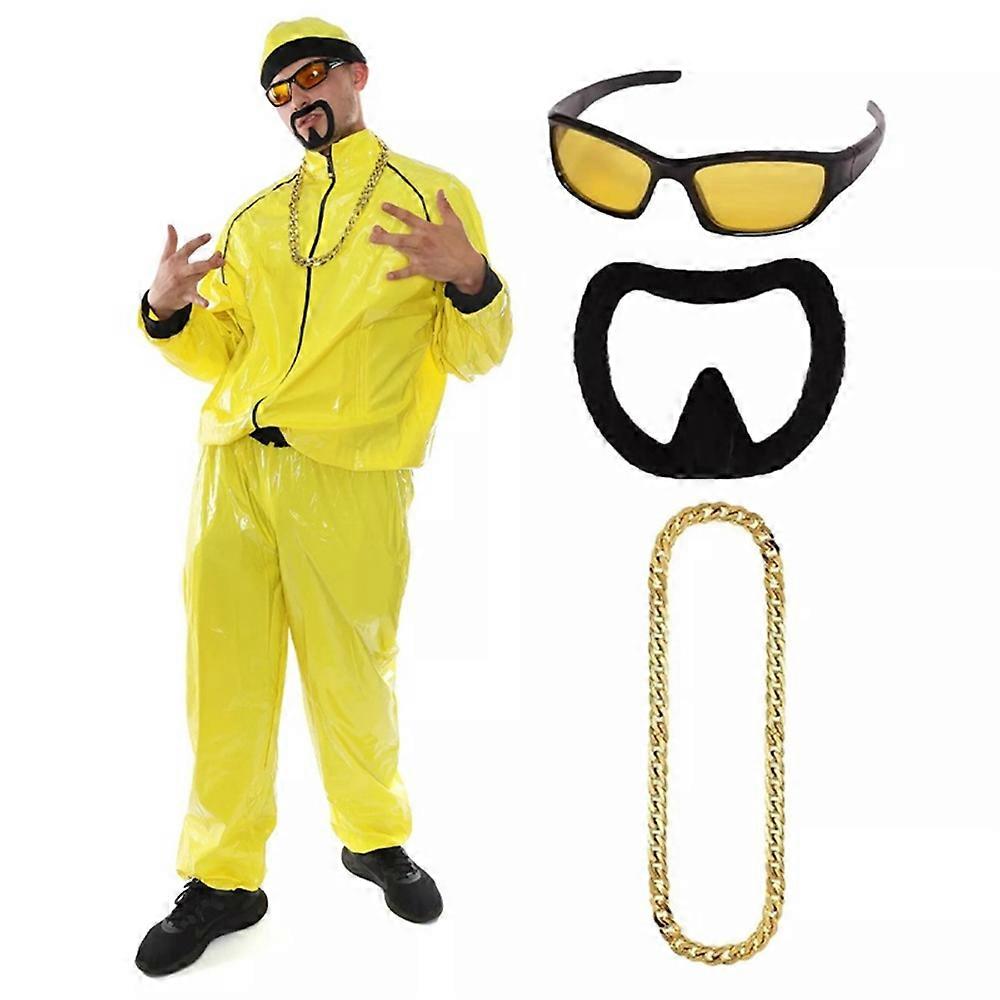 Mens 90'S Rapper Costume Accessories Glasses Beard Necklace Halloween ...