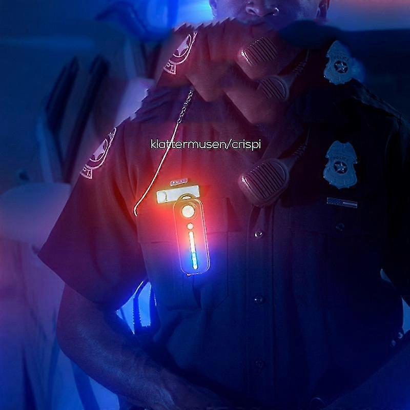 Led White Red Blue Shoulder Police Light With Clip Usb Rechargeable ...