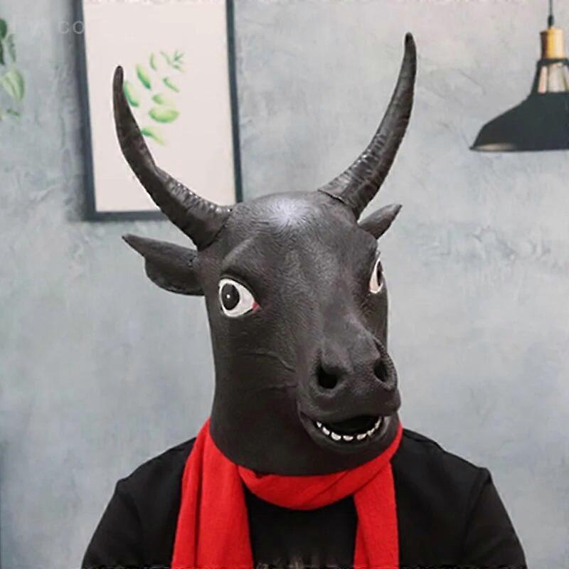 Bull Head Mask Cow Full Face Latex Mascara Novelty Halloween Cosplay ...